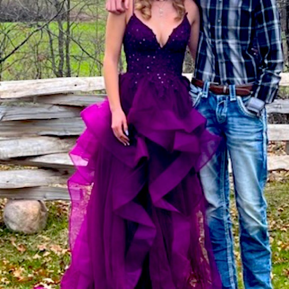 Dresses | Purple Ruffle Prom Dress | Poshmark